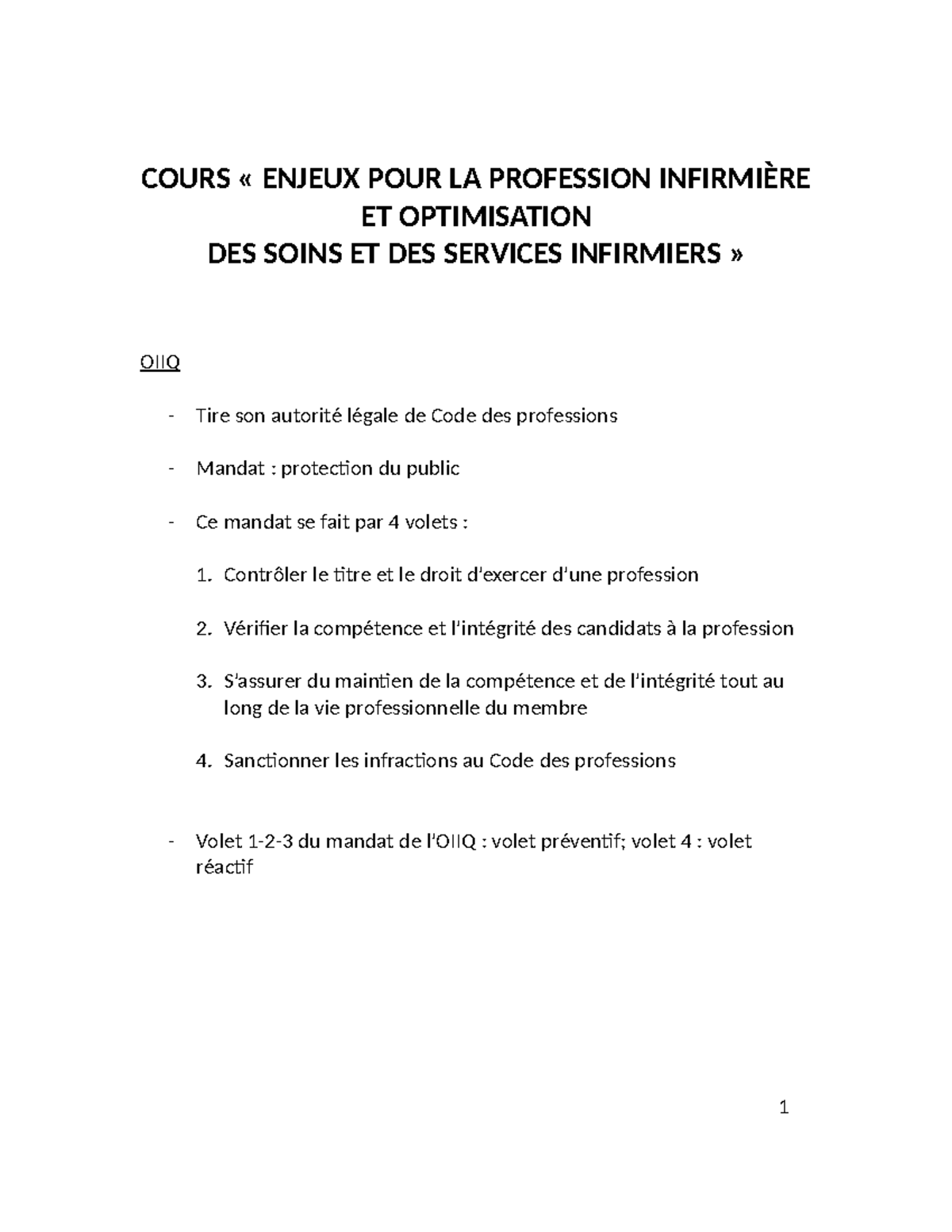 Cours 22 Enjeux POUR Profession Infirmière 22 - COURS « ENJEUX POUR LA ...