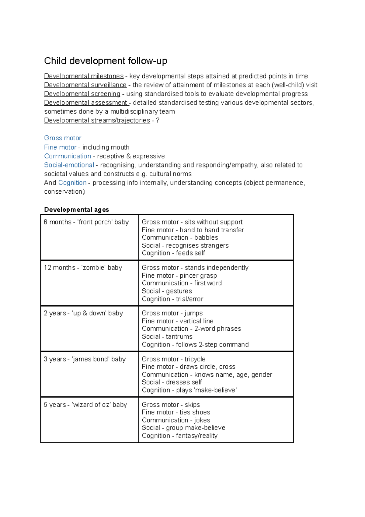MICN301 RDA Repro Development Ageing lecture notes - Child development ...