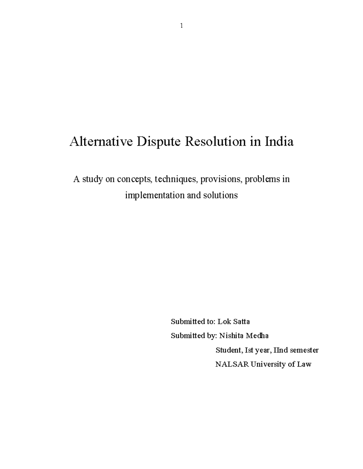 Alternative Dispute Resolution PR - Introduction Research methodology Brief history of ADR ...