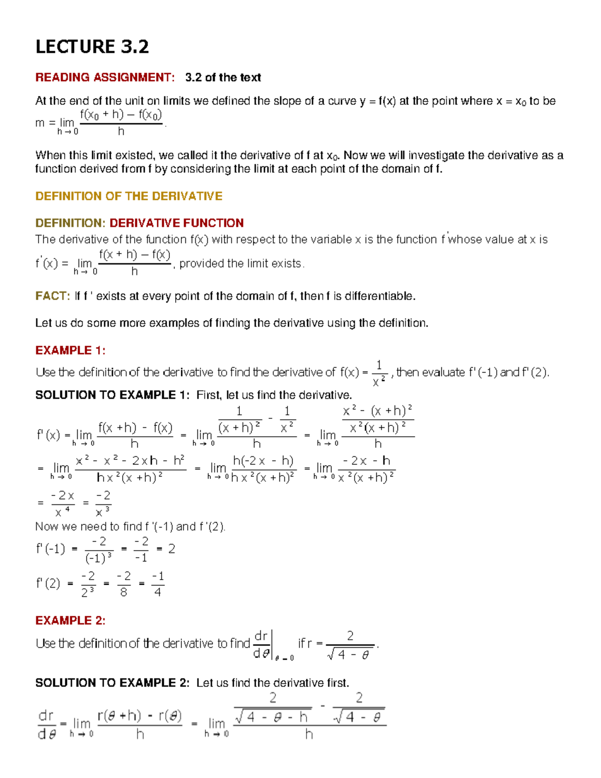 Lecture 32 - etret - LECTURE 3. READING ASSIGNMENT: 3 of the text At the end of the unit on ...
