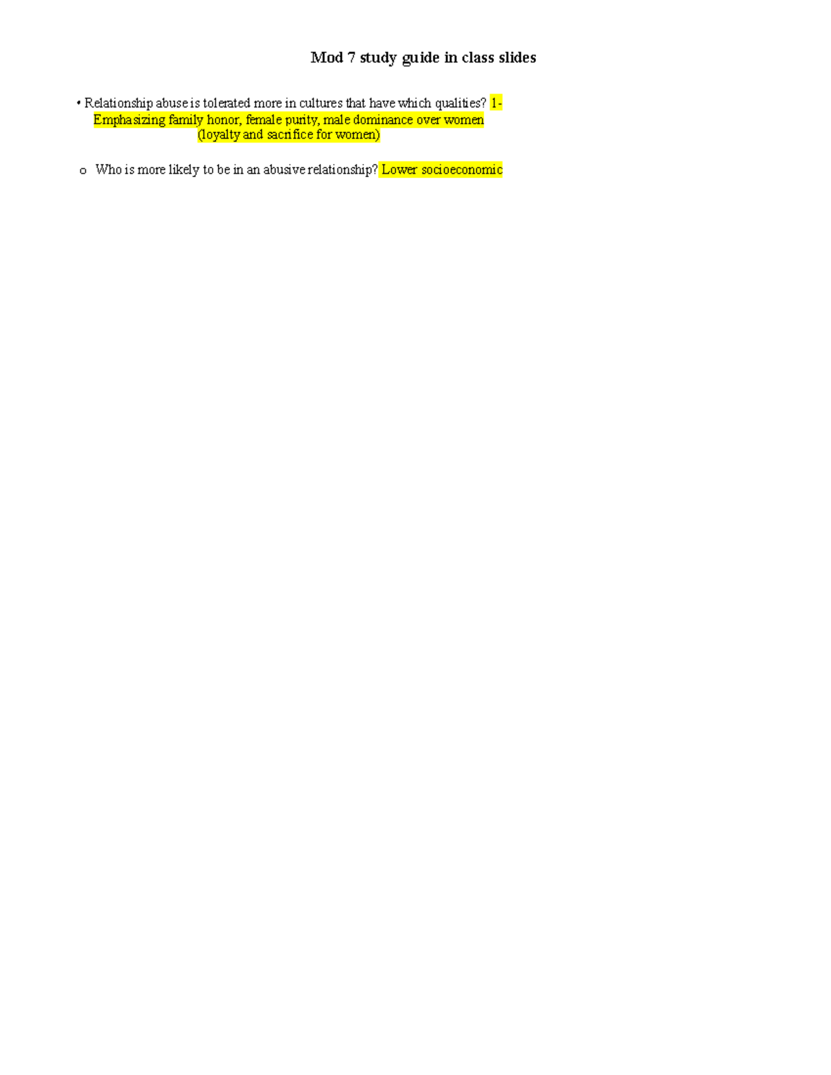 Mod 7 study guide in class slides - Mod 7 study guide in class slides ...
