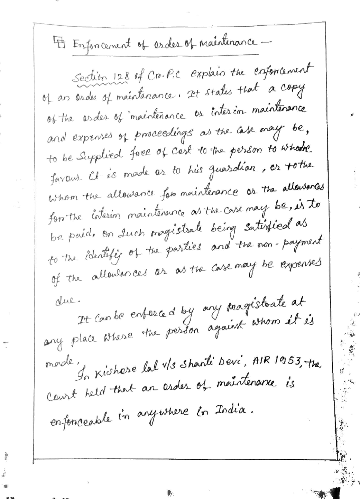 Enforcement of maintenance under CrPC - H Enforcement of order of ...
