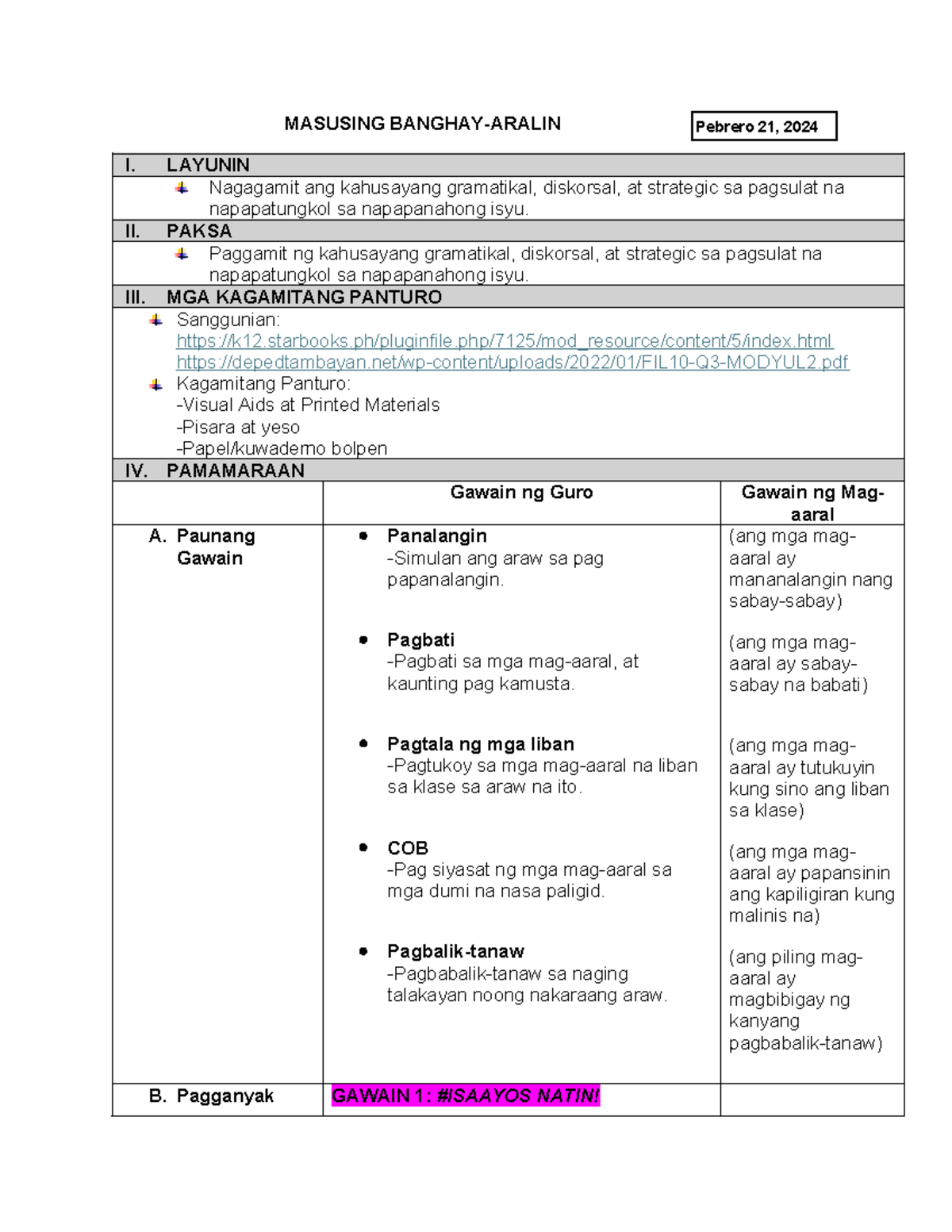 LP6 Teach Intern( Sulating Impormal) - MASUSING BANGHAY-ARALIN I ...