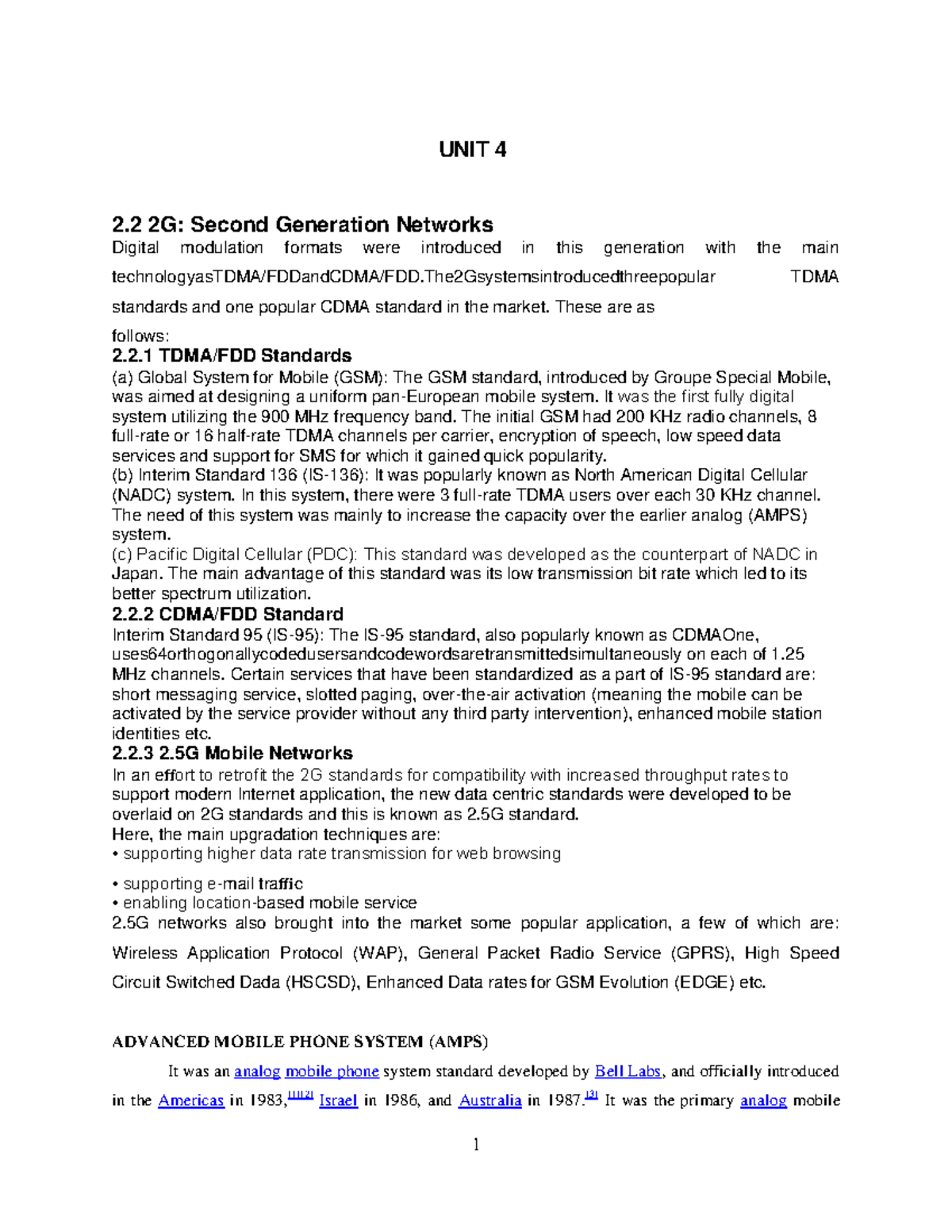 CE2(U4) - Second Generation Networks - UNIT 4 2 2G: Second Generation ...