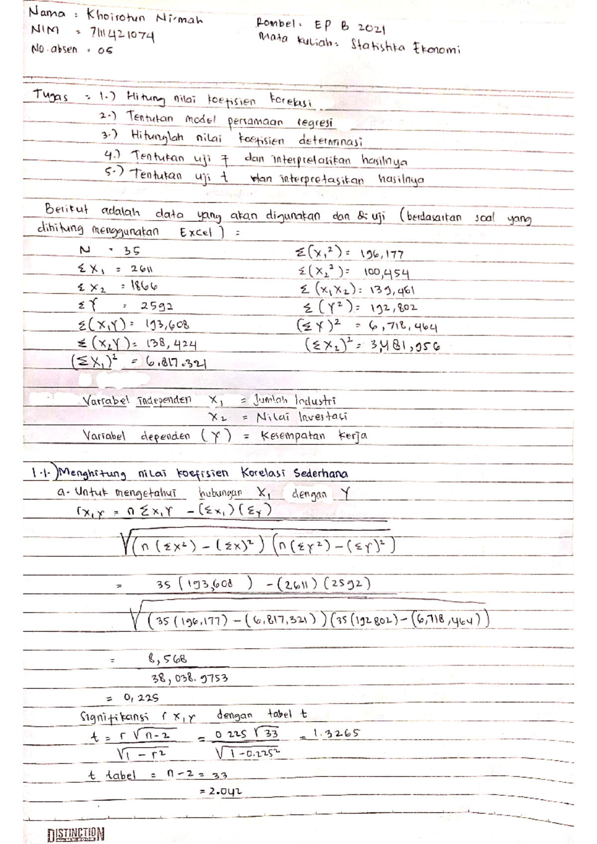 Koefisien Determinasi, Koefisien Korelasi, Persamaan Regresi ...