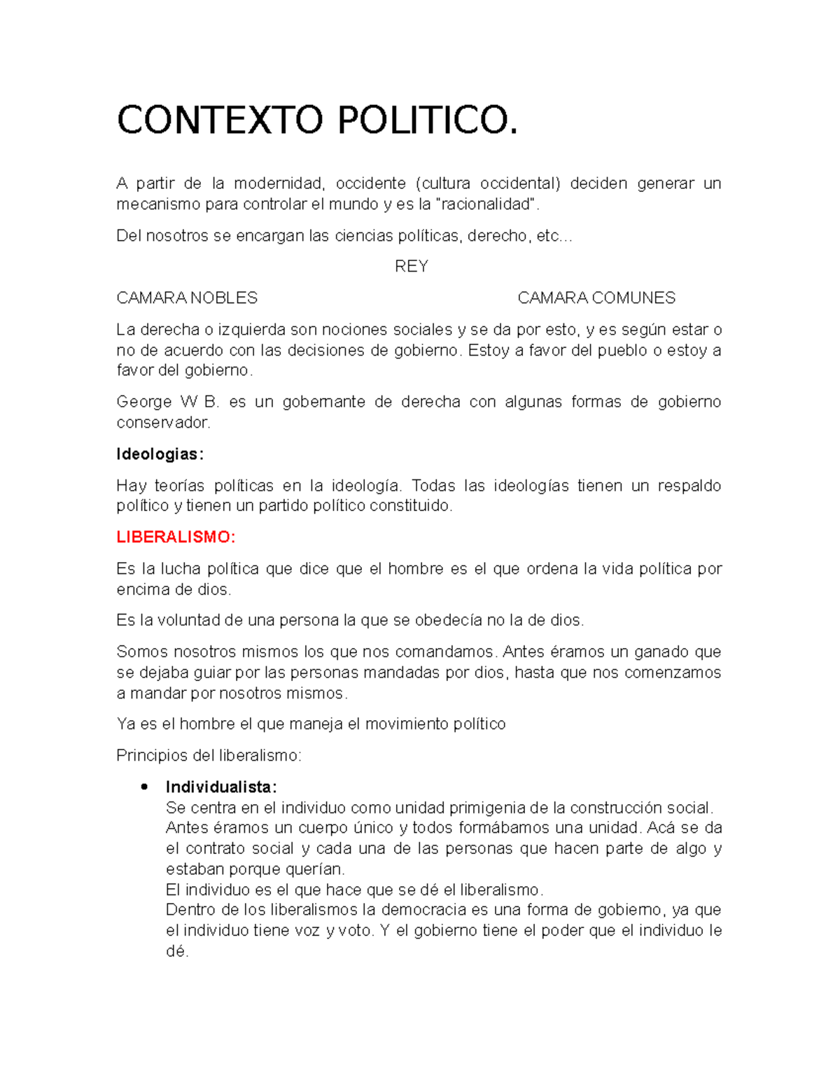 Contexto Politico - ..final - CONTEXTO POLITICO. A partir de la ...