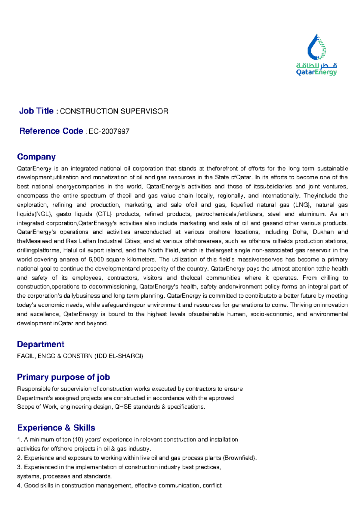 Data Overview - Construction Supervisor - Job Title : CONSTRUCTION ...