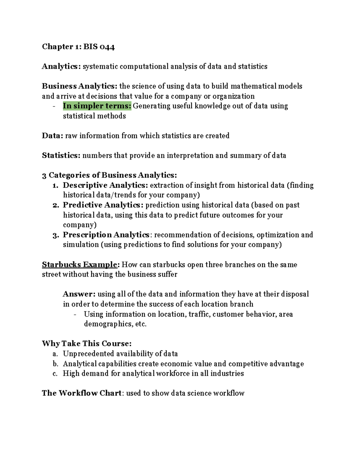 Chapter 1-4 - Chapter 1: BIS 044 Analytics: systematic computational ...