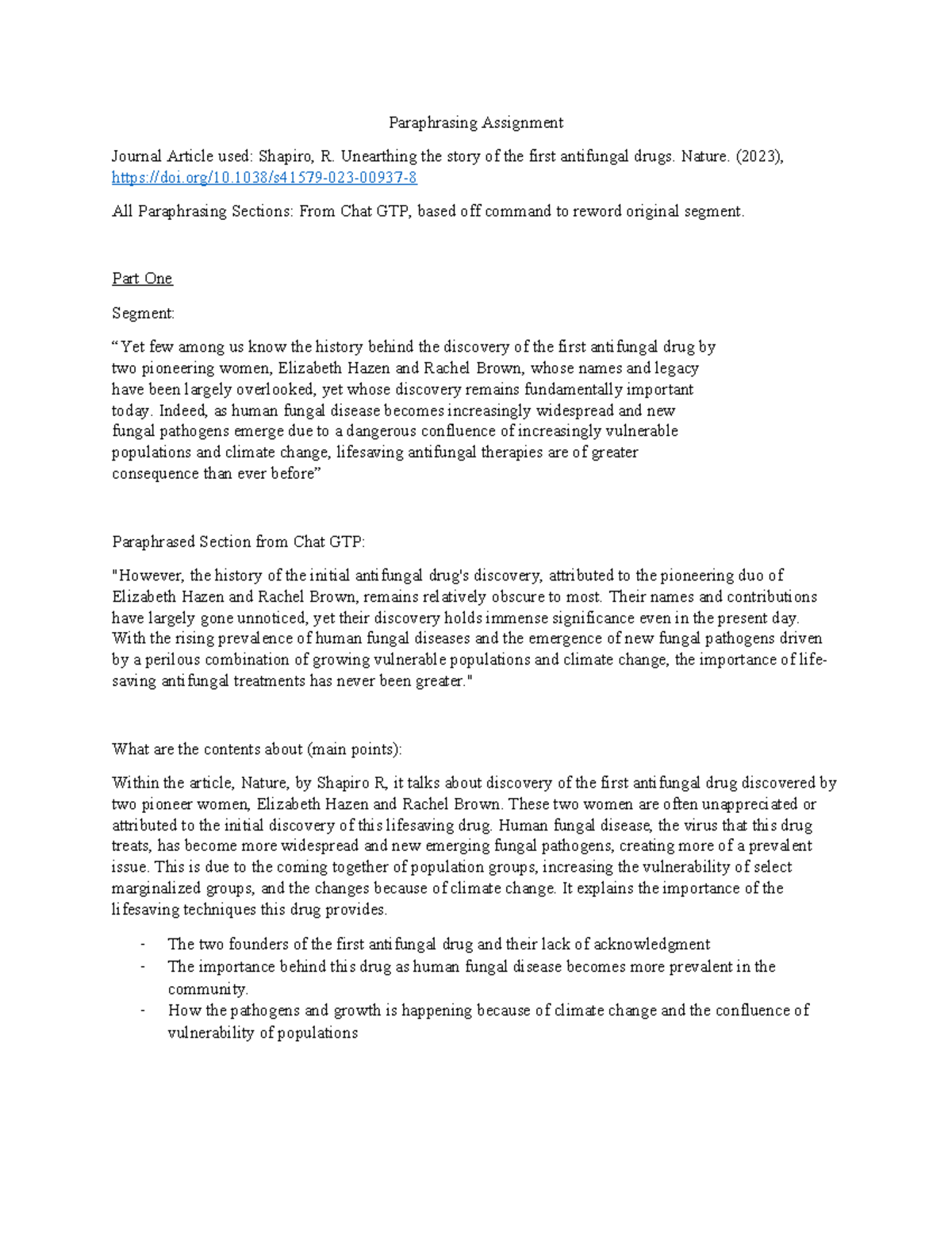 Paraphrasing Assignment - Paraphrasing Assignment Journal Article used ...