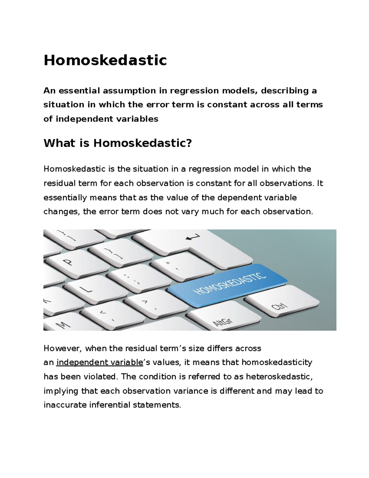 Homoskedastic - Homoscedasticity in linear regression model ...