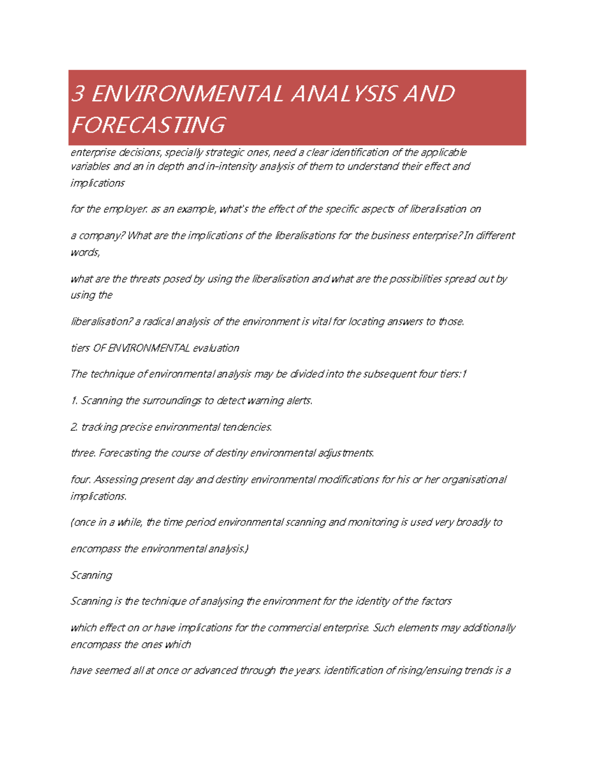 3 Environmental Analysis AND Forecasting - 3 ENVIRONMENTAL ANALYSIS AND ...