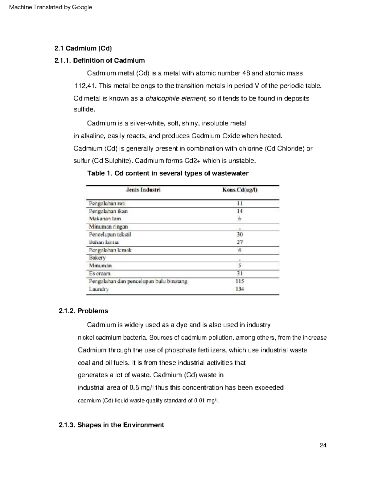 Toksikologi Lingkungan-24-25 - sulfur (Cd Sulphite). Cadmium forms Cd2 ...