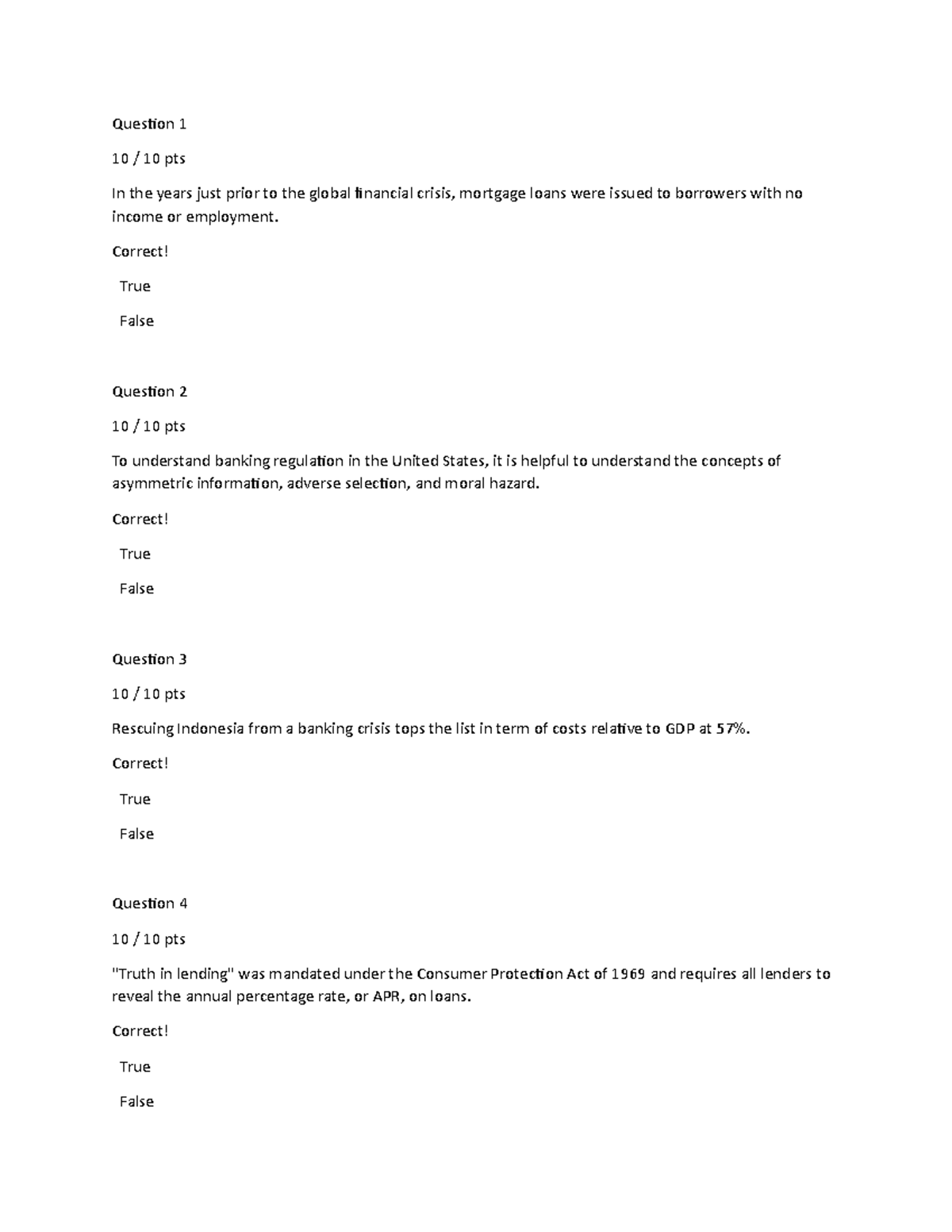 Chapter 18 Quiz - Question 1 10 / 10 pts In the years just prior to the ...