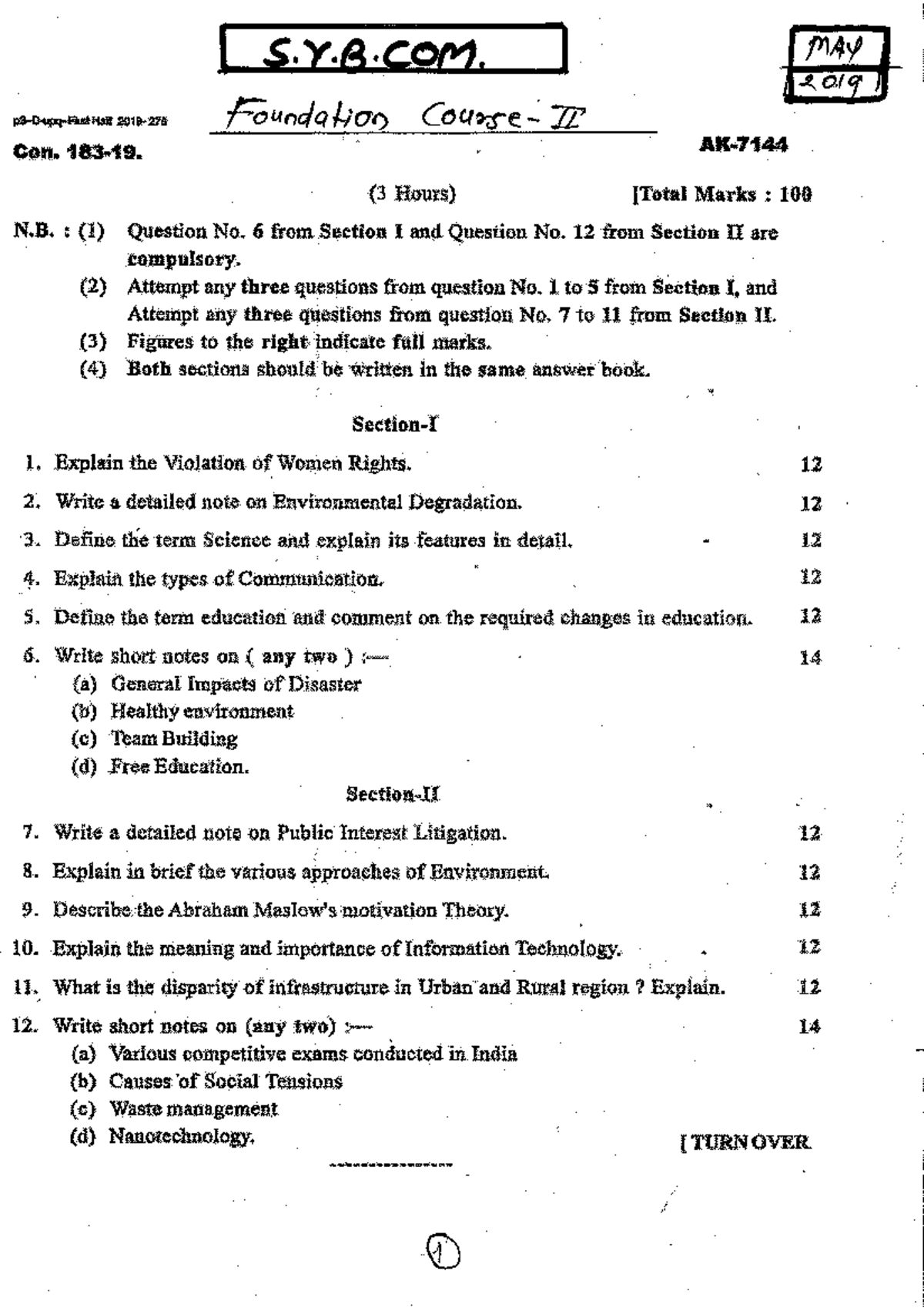 S.Y - All question paper of SYBCOM - Financial Accounting And Auditing ...