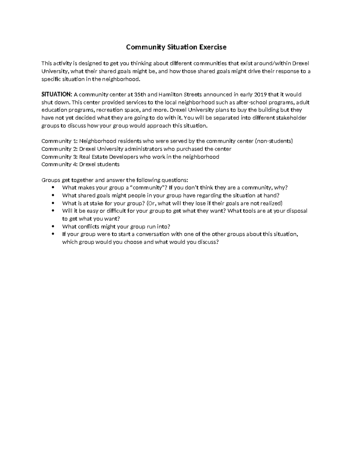 Community Situation Worksheet Spring 2020 Edition - Community Situation ...