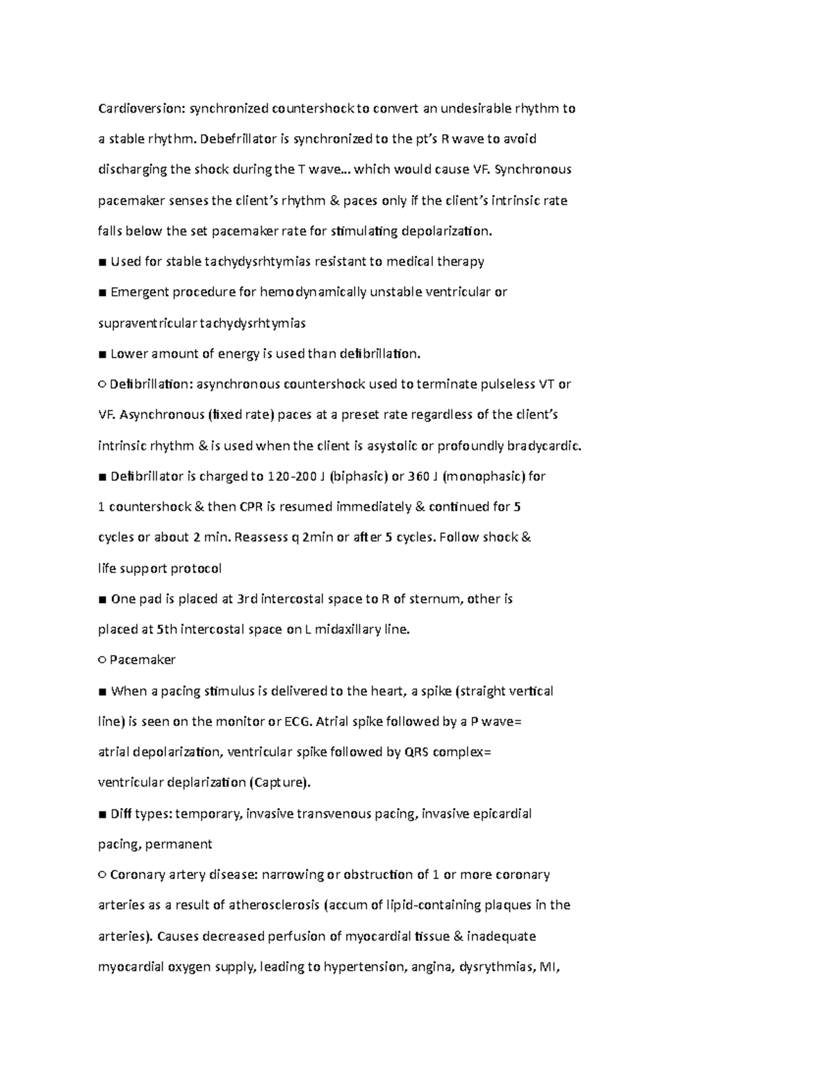 Nclex 2 - Cardioversion: synchronized countershock to convert an ...