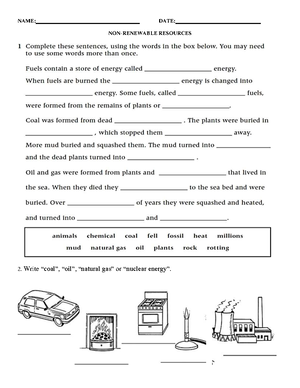 Gr8 Unit 11 work sheet 1 - FOSSIL FUELS Fill in the gaps with words ...