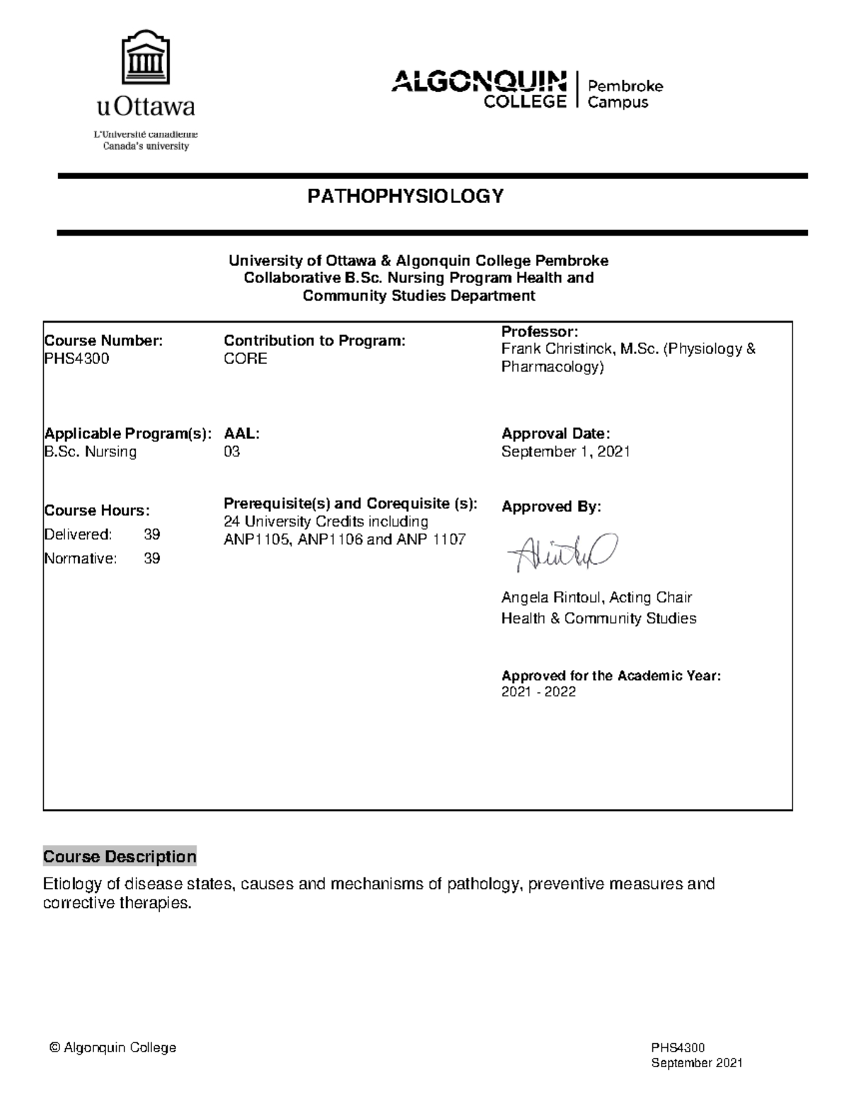 PHS 4300 AP F21 - Course Outline - PHS4300 - uOttawa - Studocu