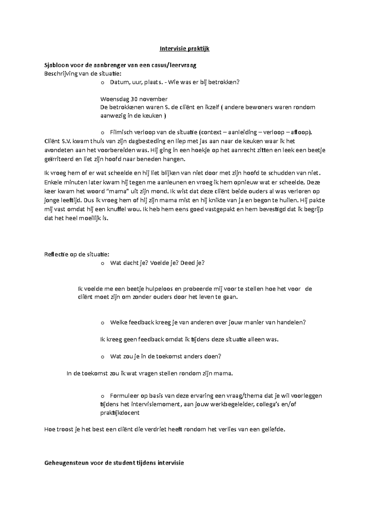 Intervisie 2 praktijk studenten - Intervisie praktijk Sjabloon voor de ...