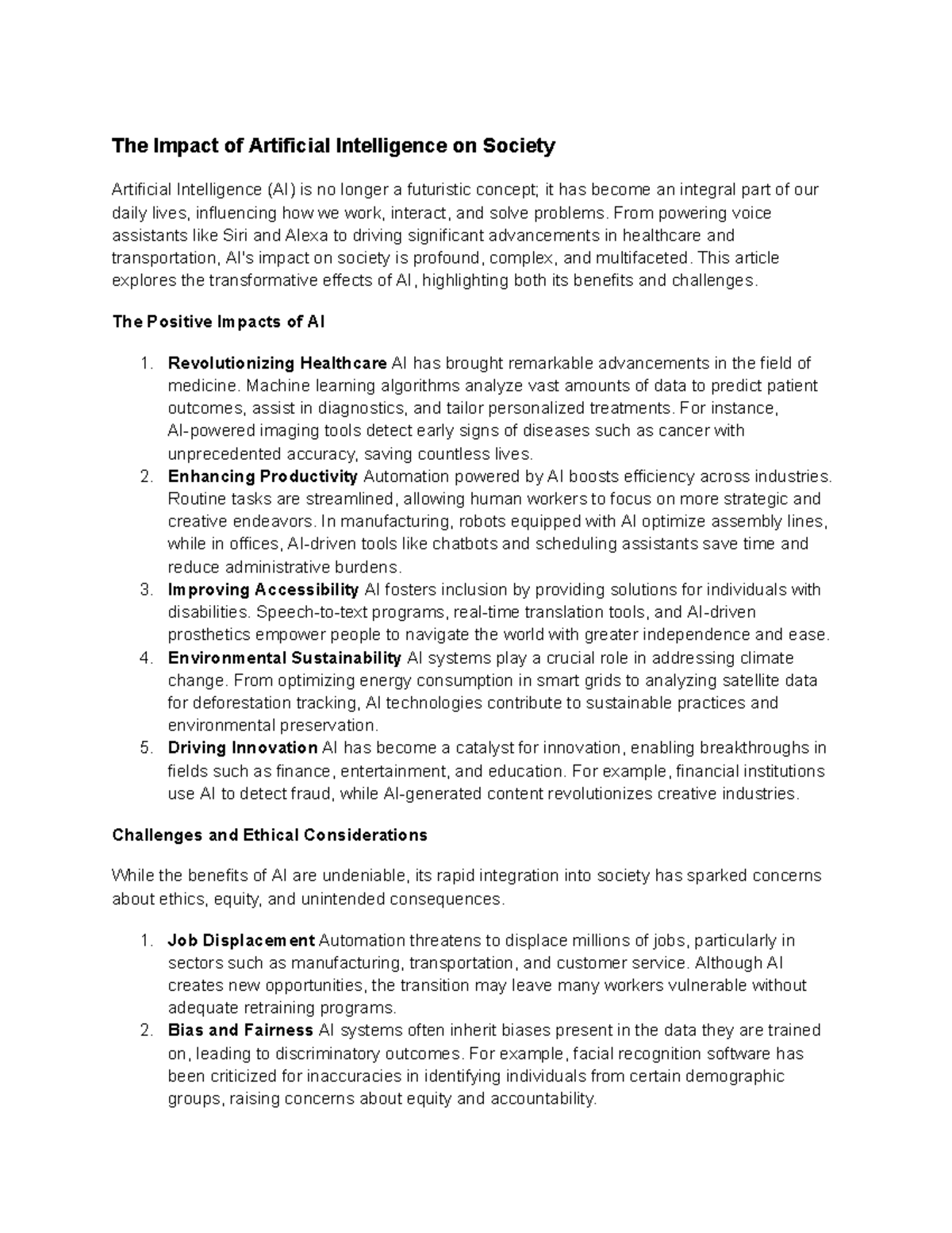 The Impact of Artificial Intelligence on Society - The Impact of ...