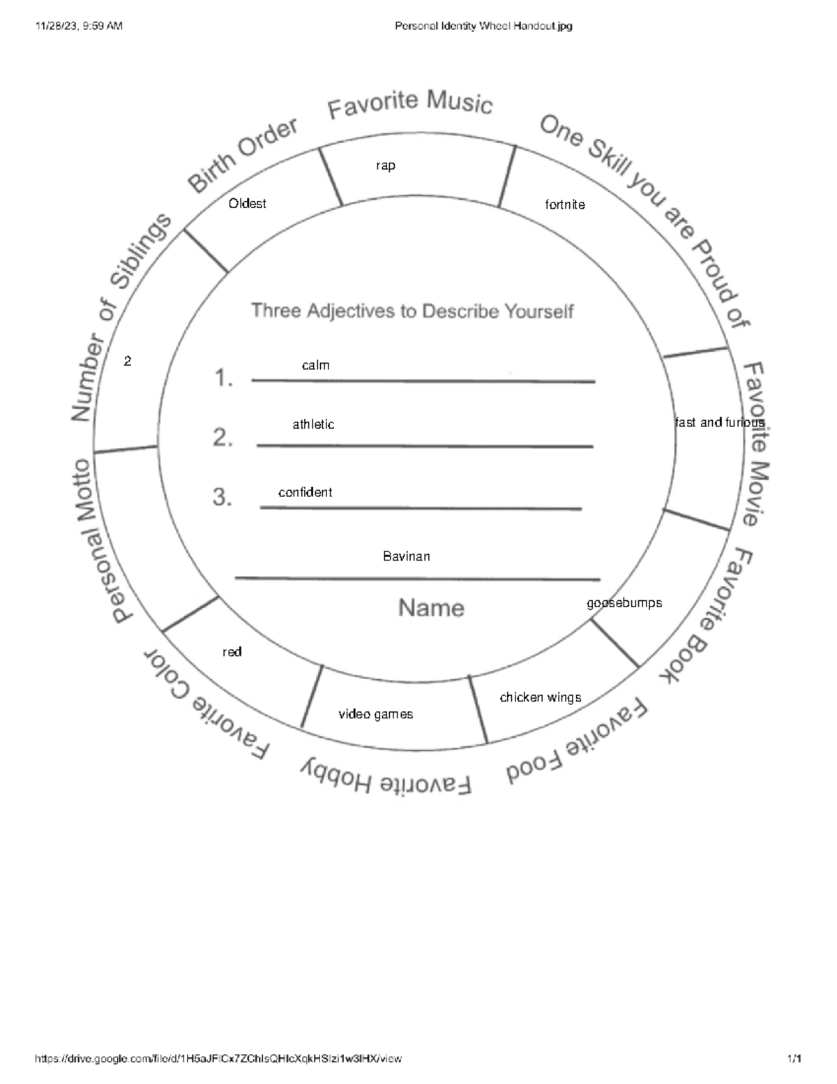 Identity Wheel Handout.jpg - 11/28/23, 9:59 AM Personal Identity Wheel ...
