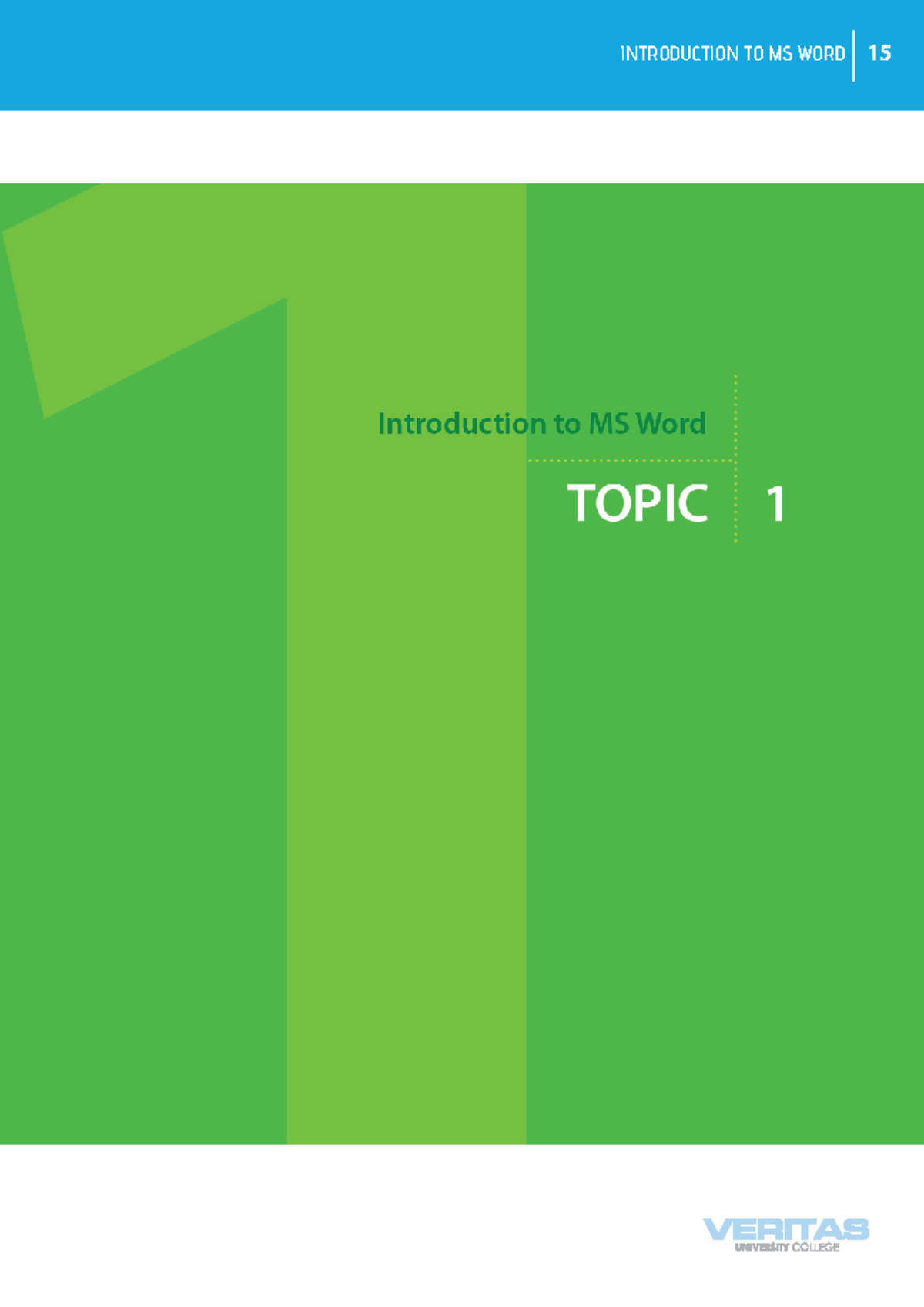 Topic 1 - INTRODUCTION TO MS WORD 16 COMPUTER APPLICATION TOPIC 1 ...