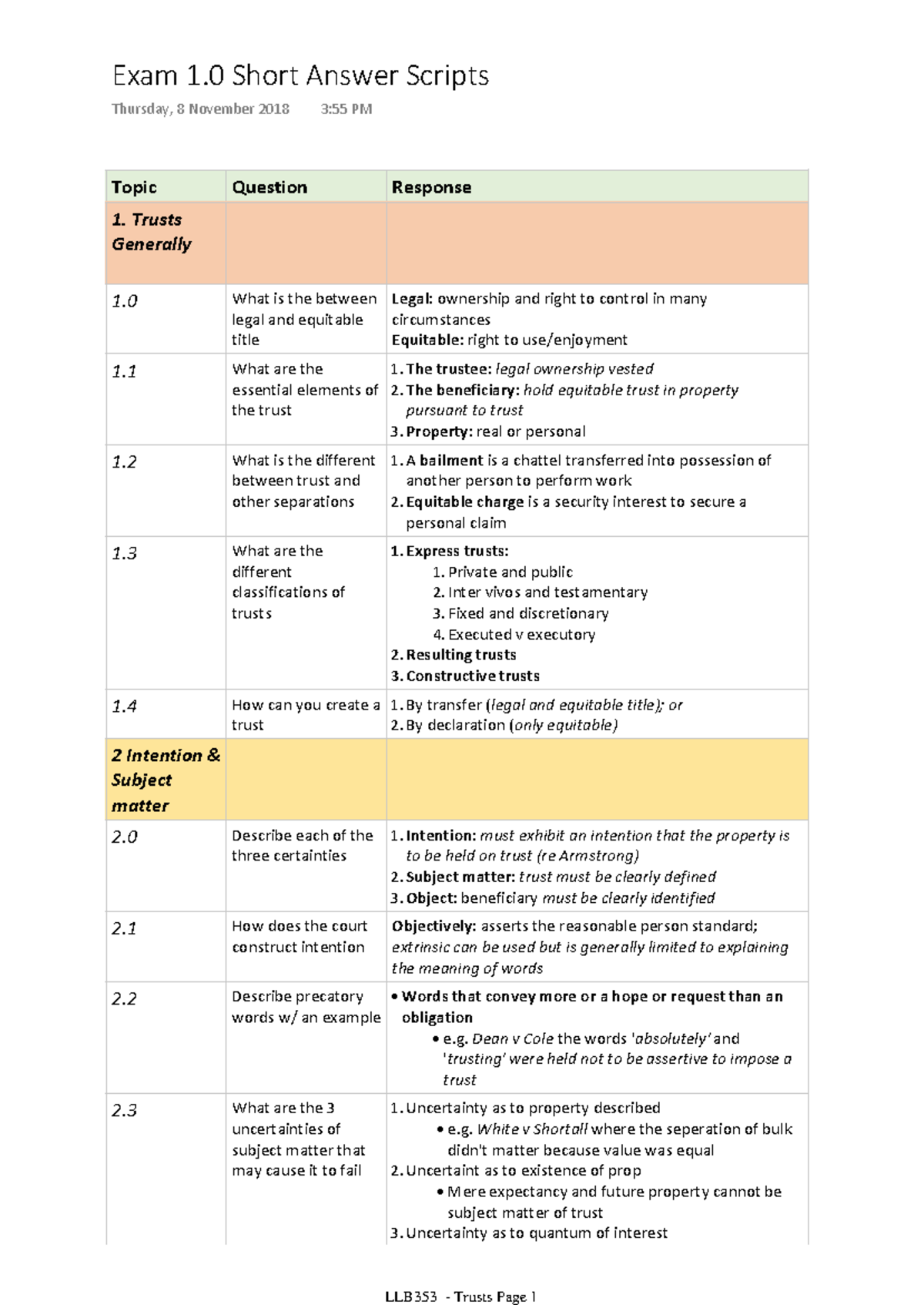 Short Answer Scripts - Exam 1 Short Answer Scripts Thursday, 8 November ...