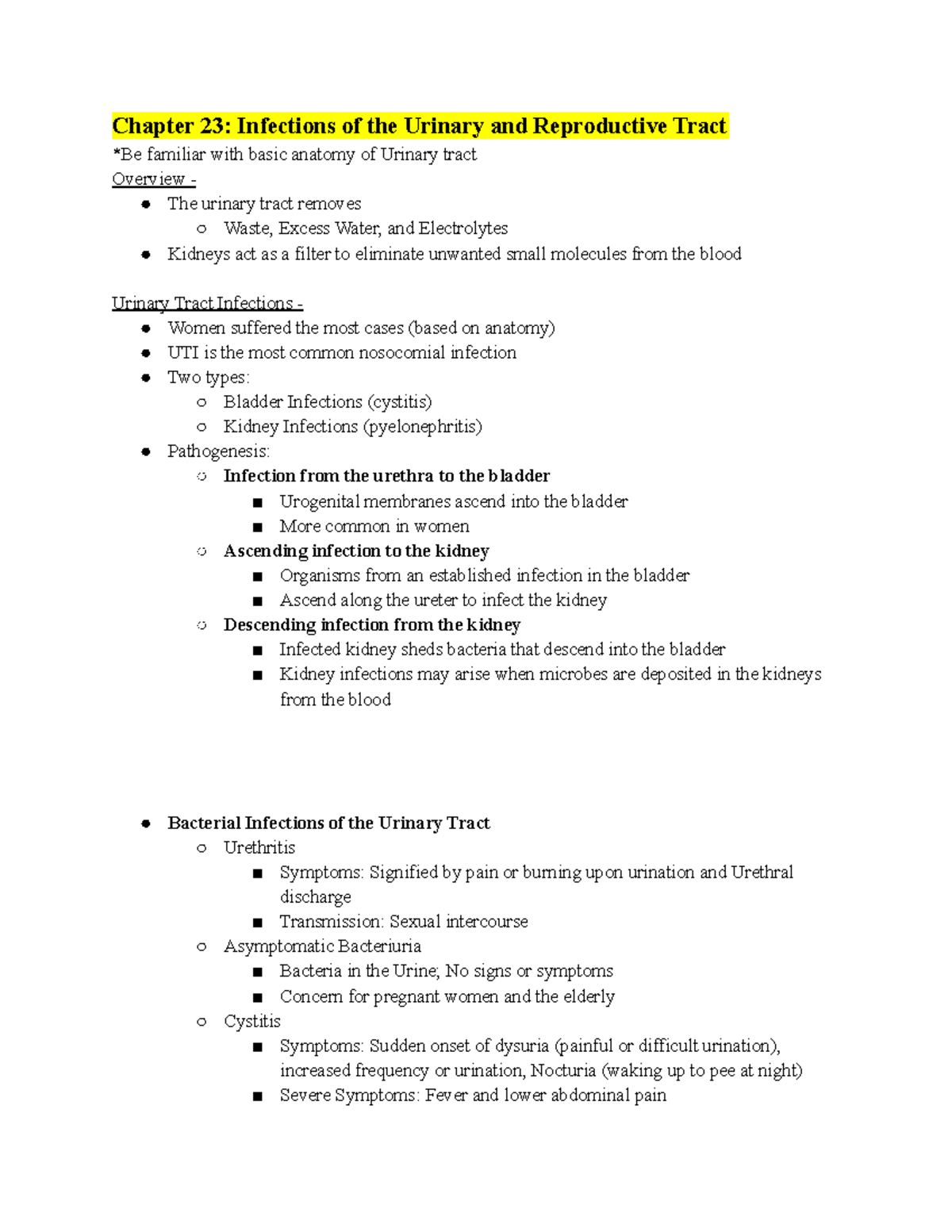 Chapter 23: Infections of the Urinary and Reproductive Tract ...
