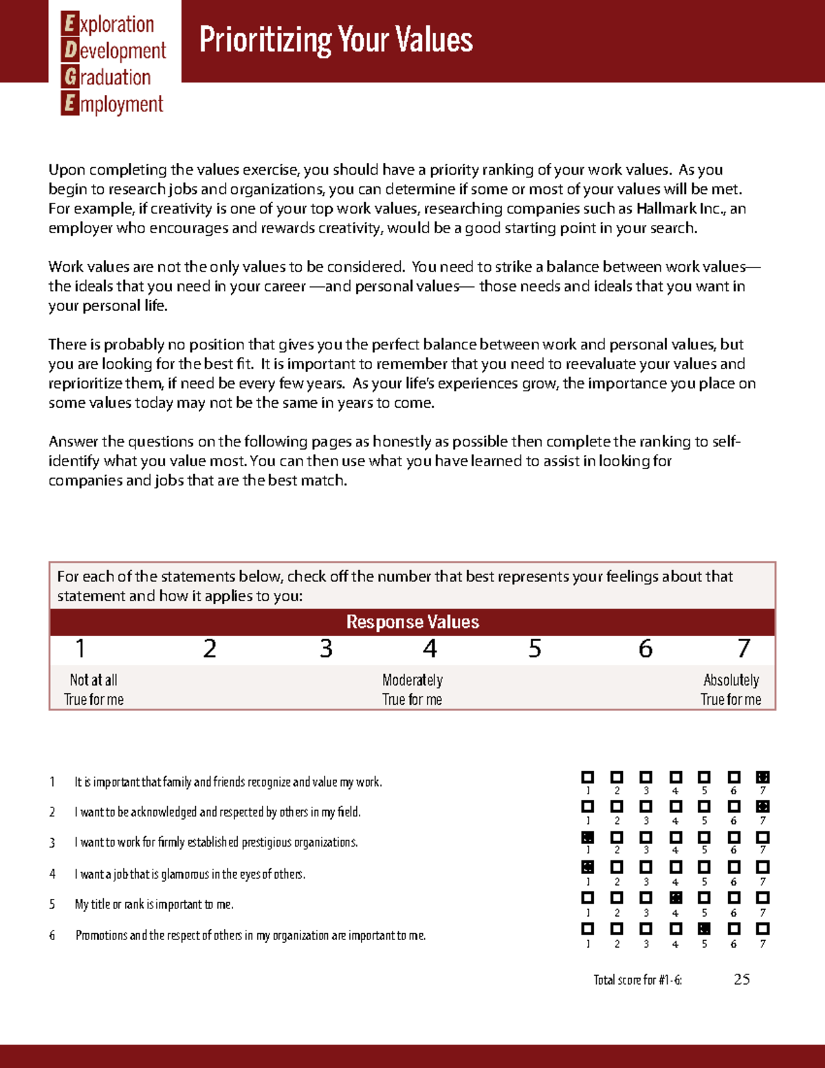 V252 Prioritizing Values PDF - Upon completing the values exercise, you ...