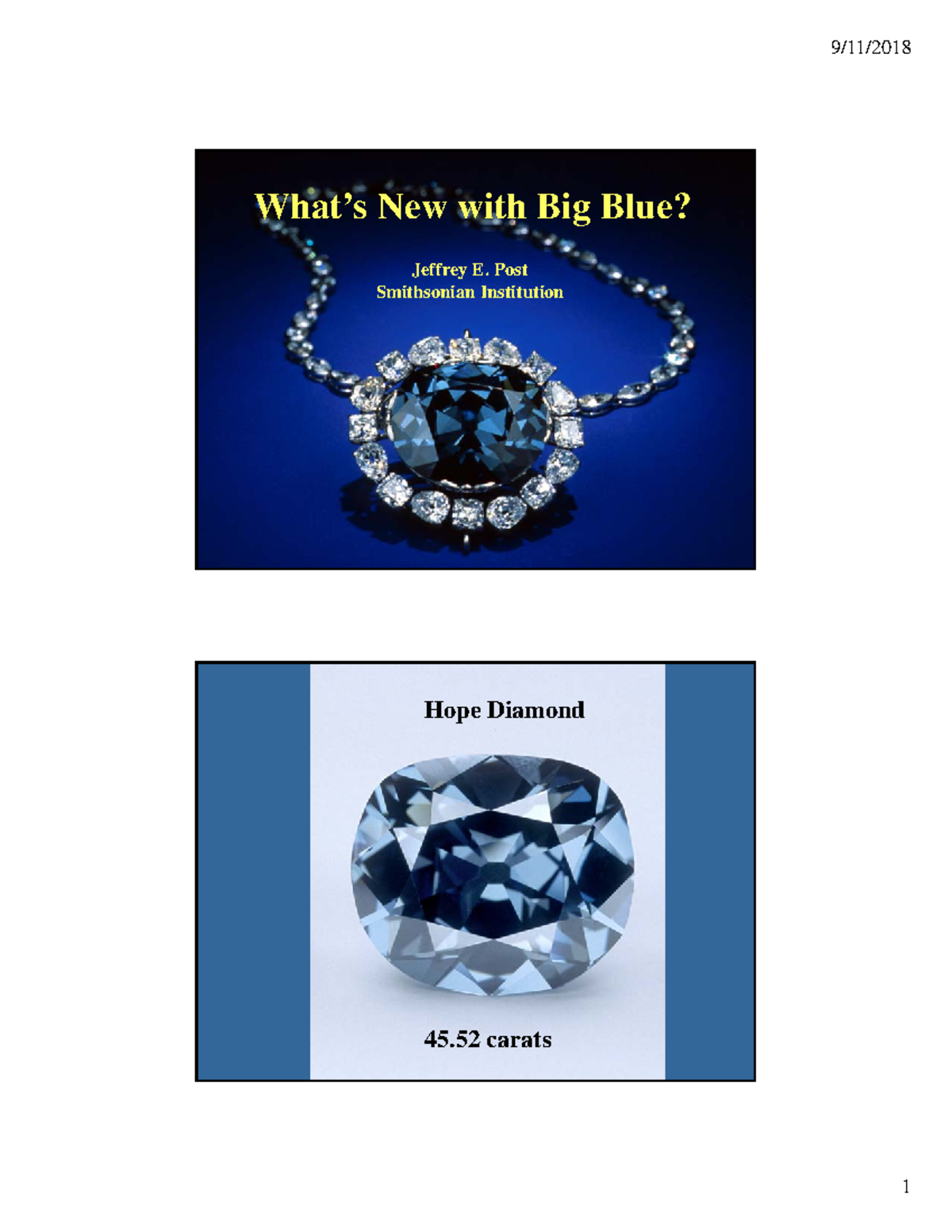 Hope diamond talk UW 11 07 - What’s New with Big Blue?Smithsonian ...