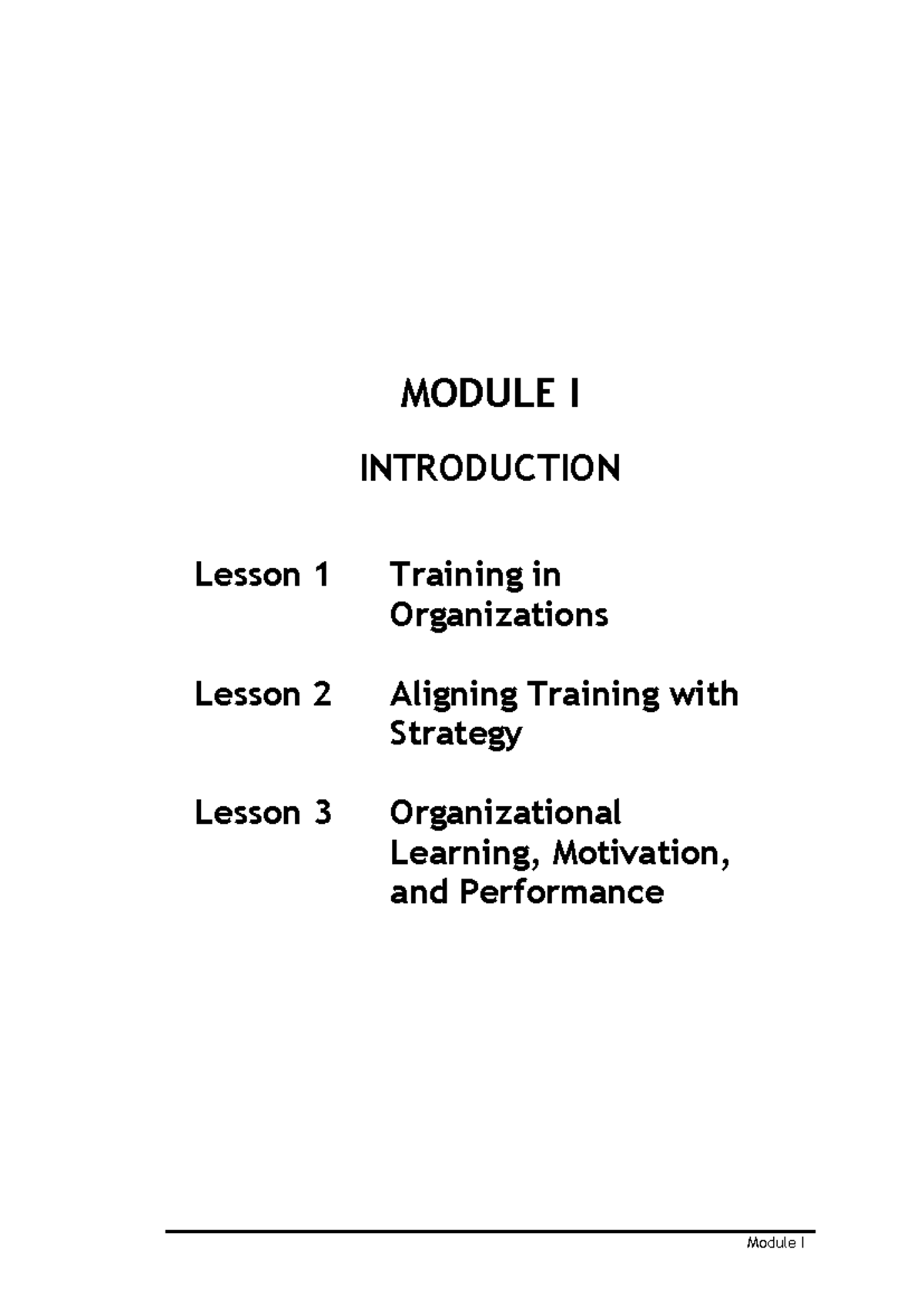 Learning AND Development Module I - MODULE I INTRODUCTION ...