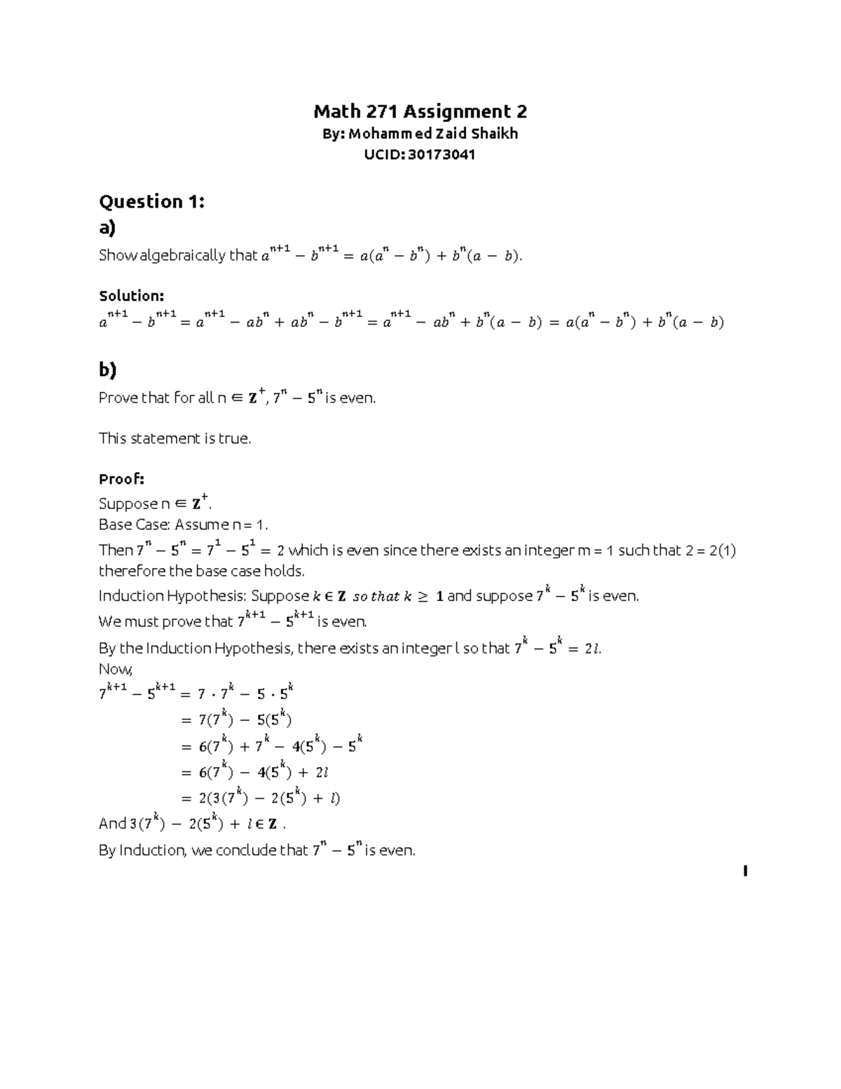 Assignment 2 - Mohammed Zaid Shaikh - Math 271 Assignment 2 By ... Assignment 2 - Mohammed Zaid Shaikh - Math 271 Assignment 2 By ...