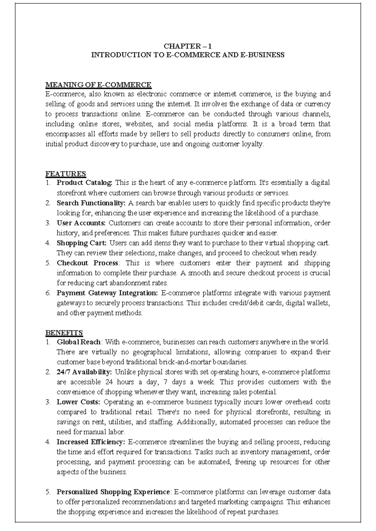 E- Business Chapter 1&2 - CHAPTER – 1 INTRODUCTION TO E-COMMERCE AND E ...