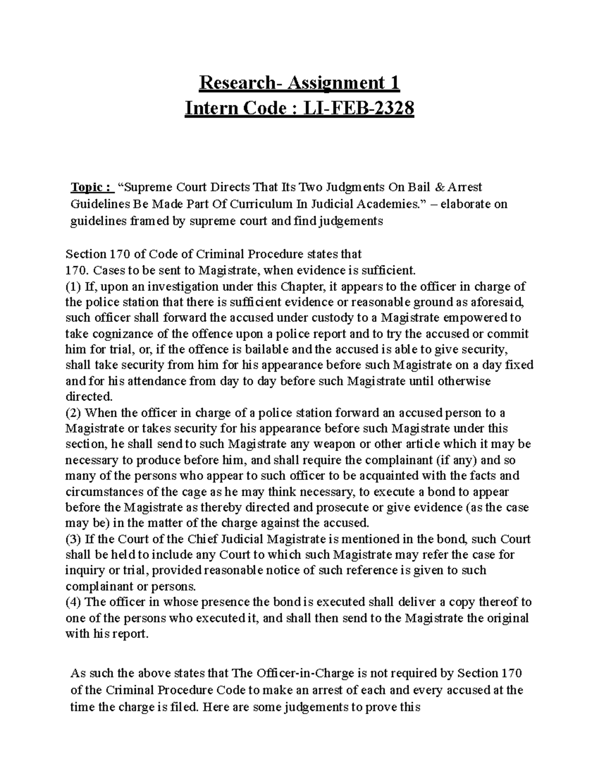 Assignment 1 intern - .... - Research- Assignment 1 Intern Code : LI ...