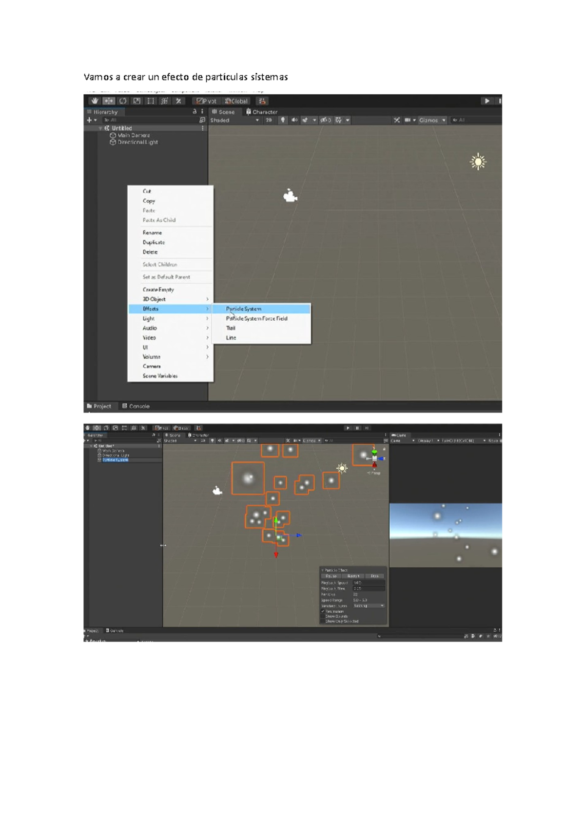 1 Crear efectos - trabajo - Vamos a crear un efecto de partículas ...