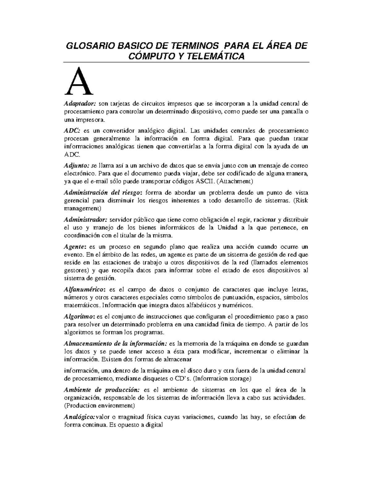 Tiglosario - Glosario básico para comprender el área de cómputo ...