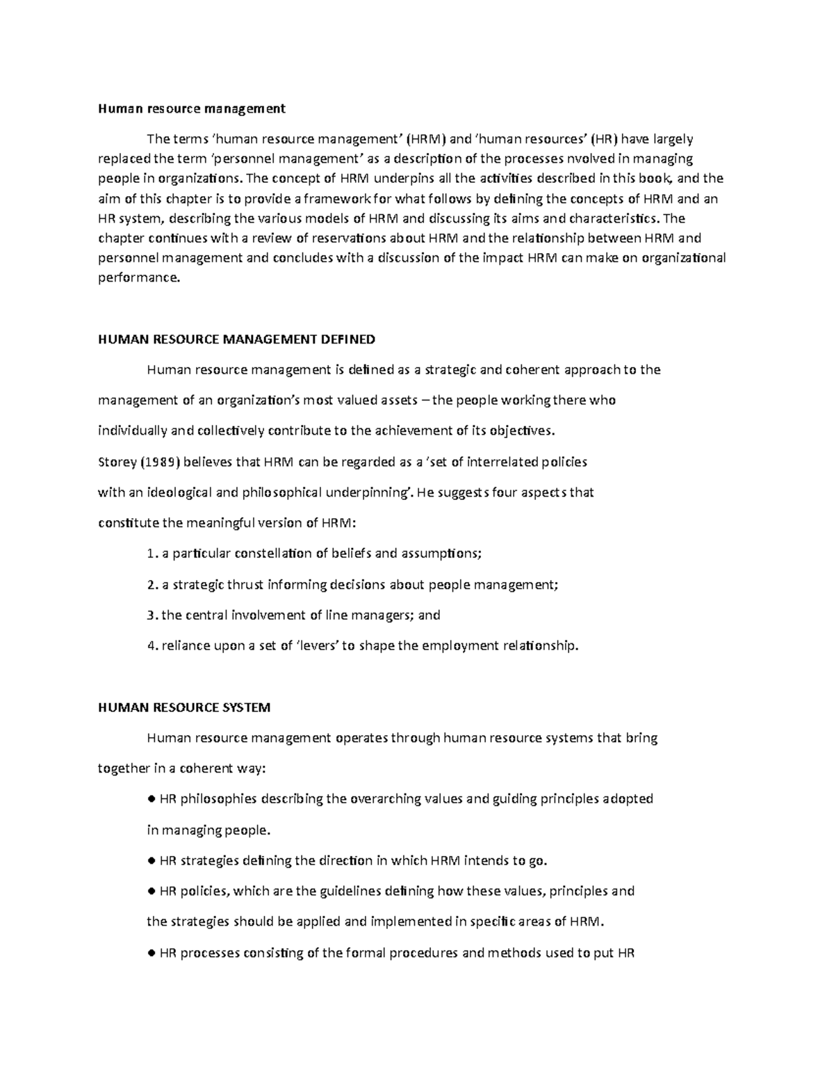 Human resource management - The concept of HRM underpins all the ...