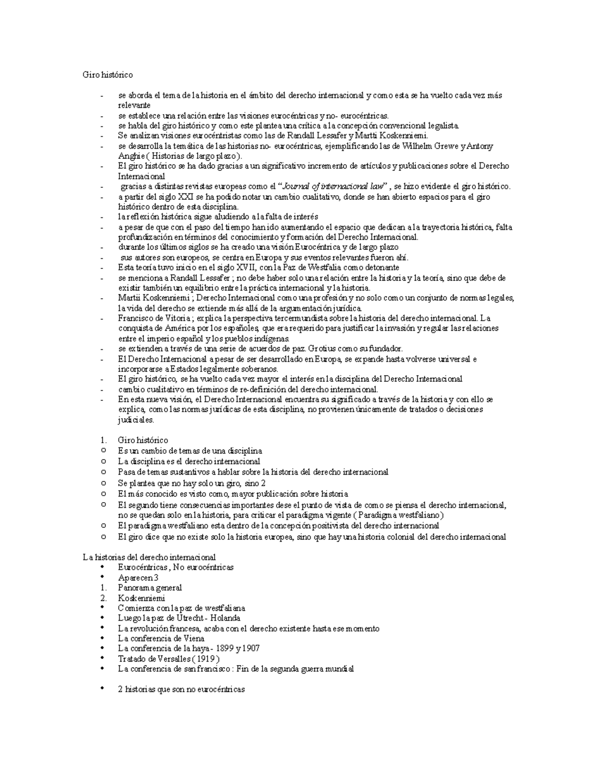 Parcial historia 1 - Giro histórico - se aborda el tema de la historia ...