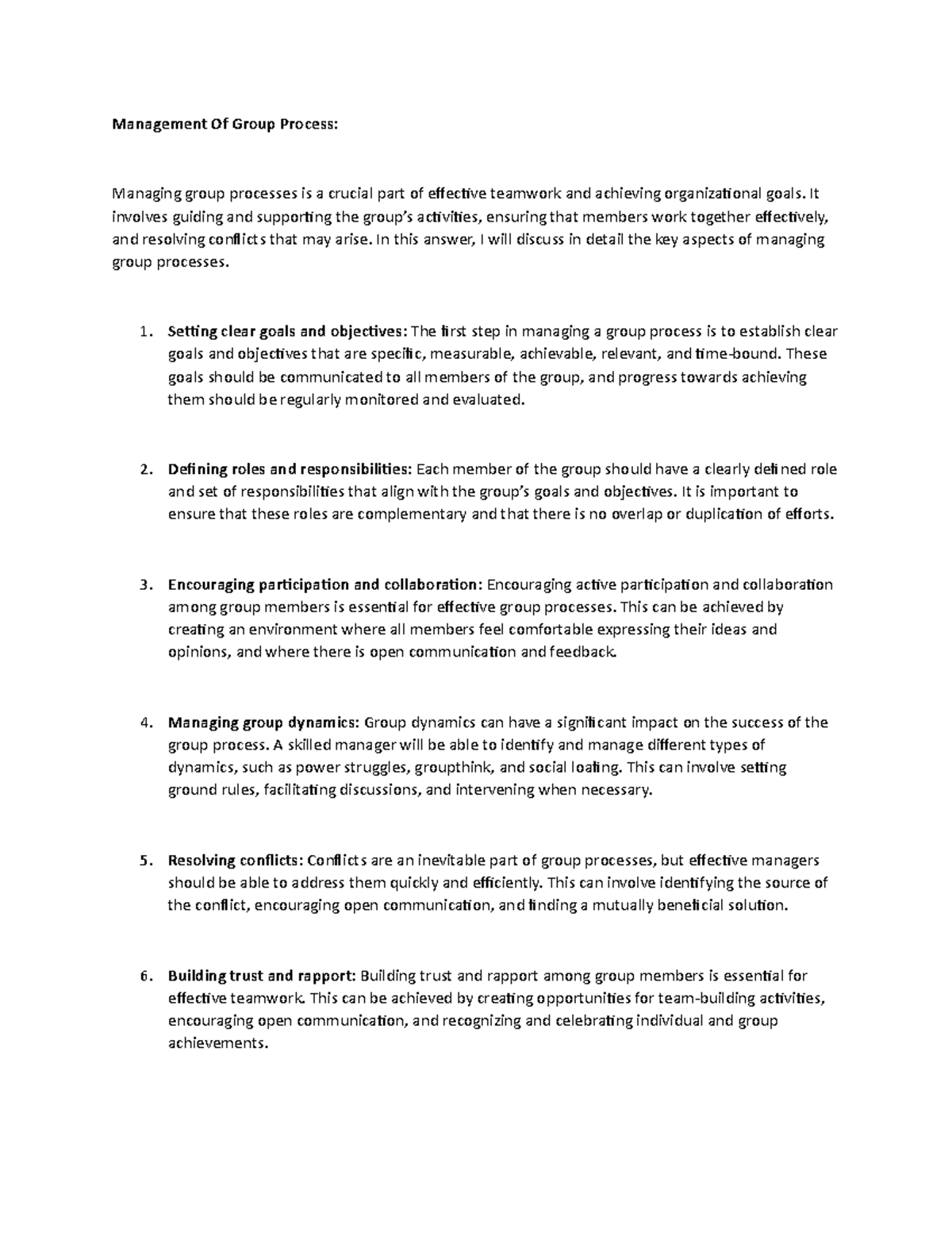 Management Of Group Process - Management Of Group Process: Managing ...