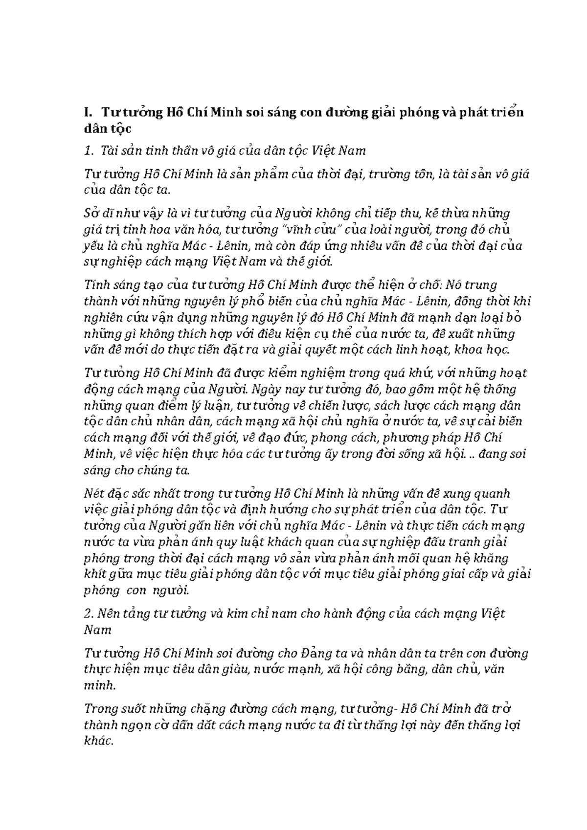 Tư-tưởng-HCM - 2221 - I. T tng Hồồ Chí Minh soi sáng con đng gii phóng và phát trin ưưởườảể dân ...