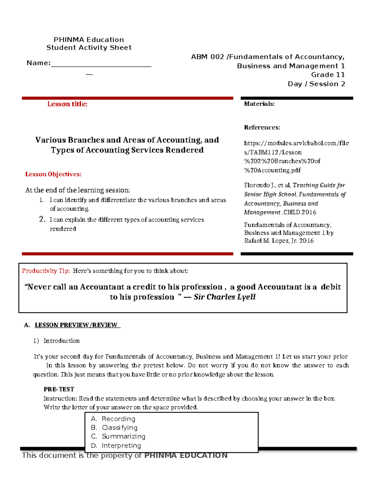 ABM002 Day2 SAS - Accounting Research - Student Activity Sheet Name