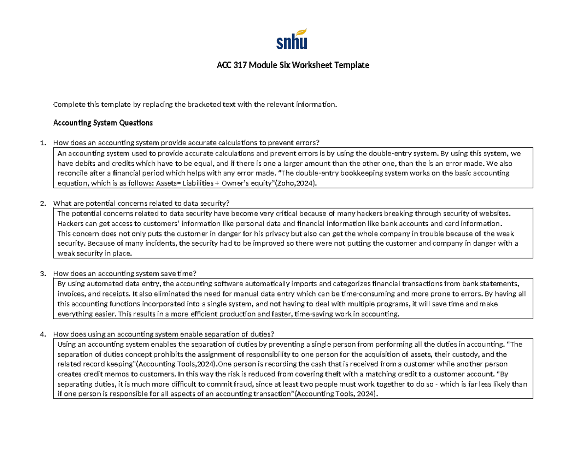 ACC 317 Module Six Worksheet Template - ACC 317 Module Six Worksheet ...