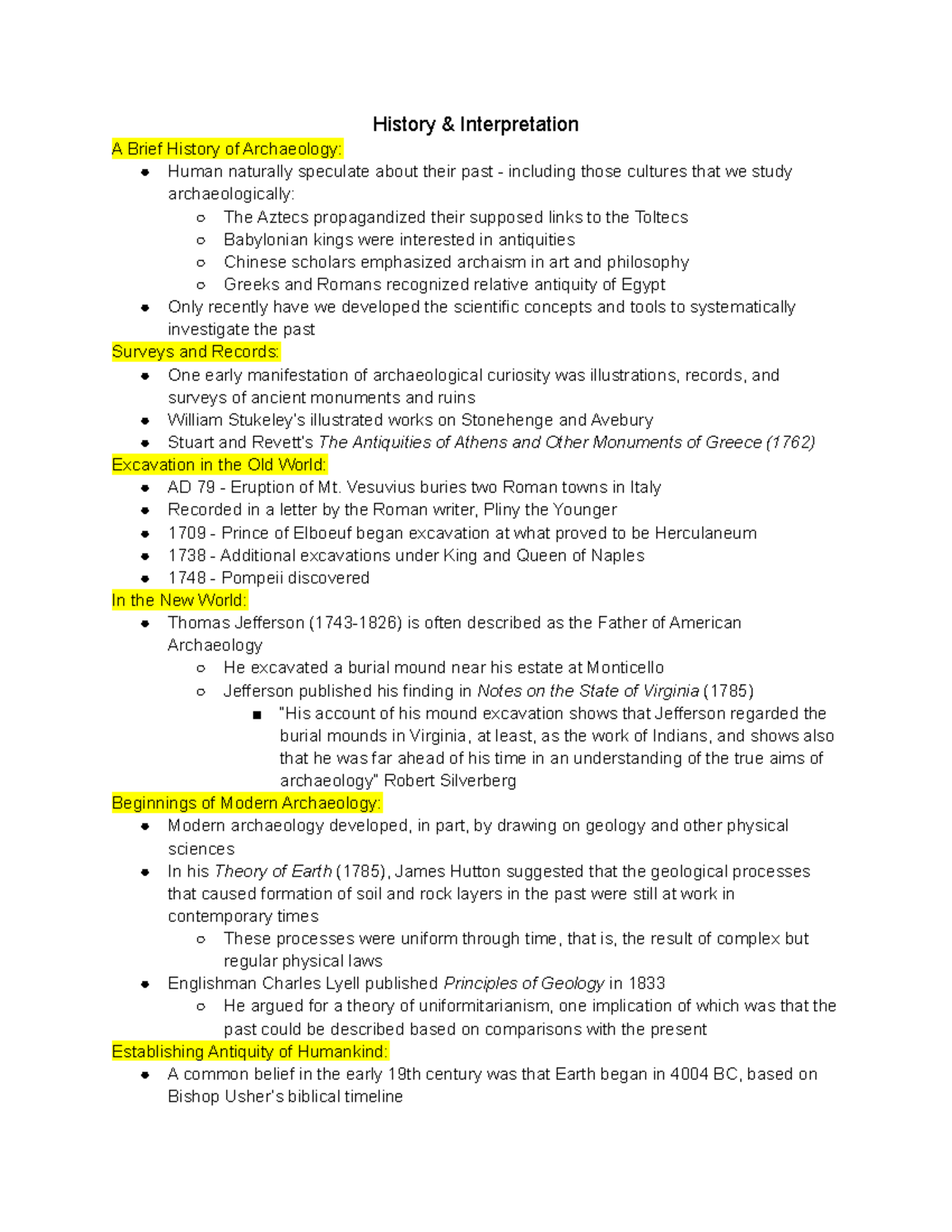 Archaeology History & Interpretation - History & Interpretation A Brief ...