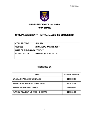 Financial Management - FIN 420 - UiTM - Studocu