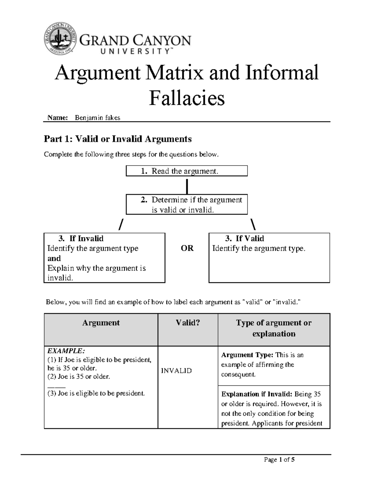 Argument Matrix Informal Fallacies SBSrev Sp22 - Argument Matrix and ...