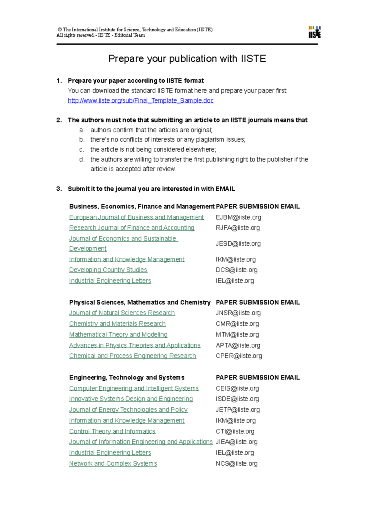 Paper Submission Guide - © The International Institute for Science ...