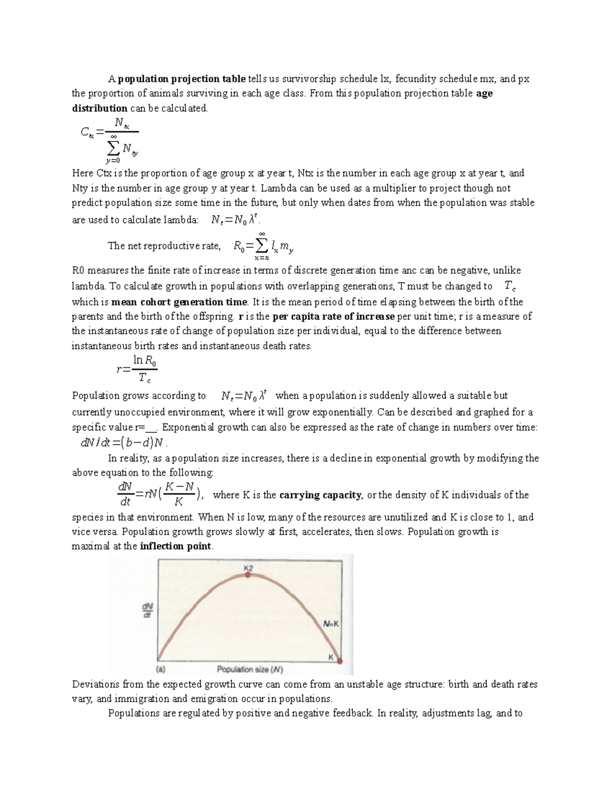 Bio Week 6 Lecture Reading Population Growth - A population projection ...
