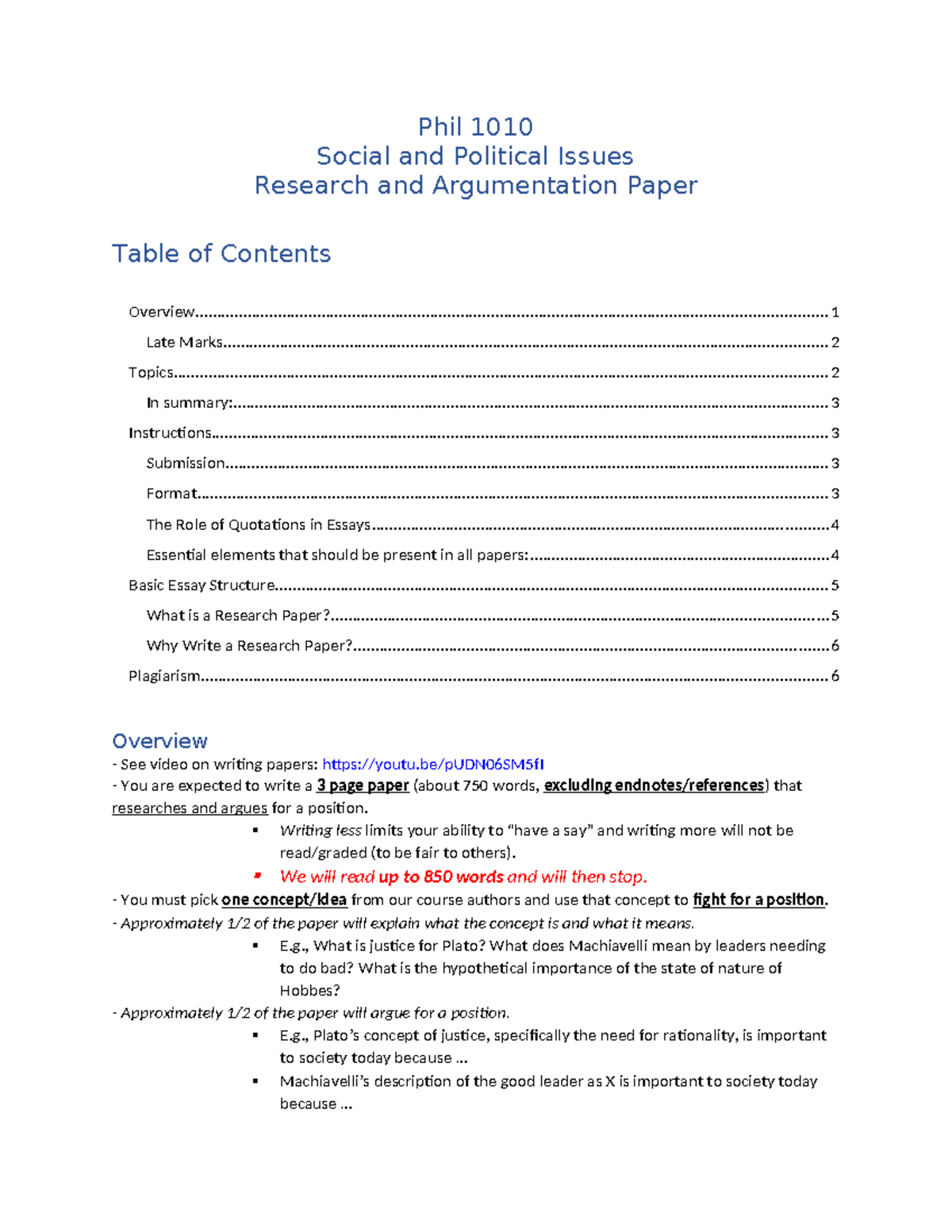 Phil 1010 Major Paper Outline - Phil 1010 Social and Political Issues Research and Argumentation ...