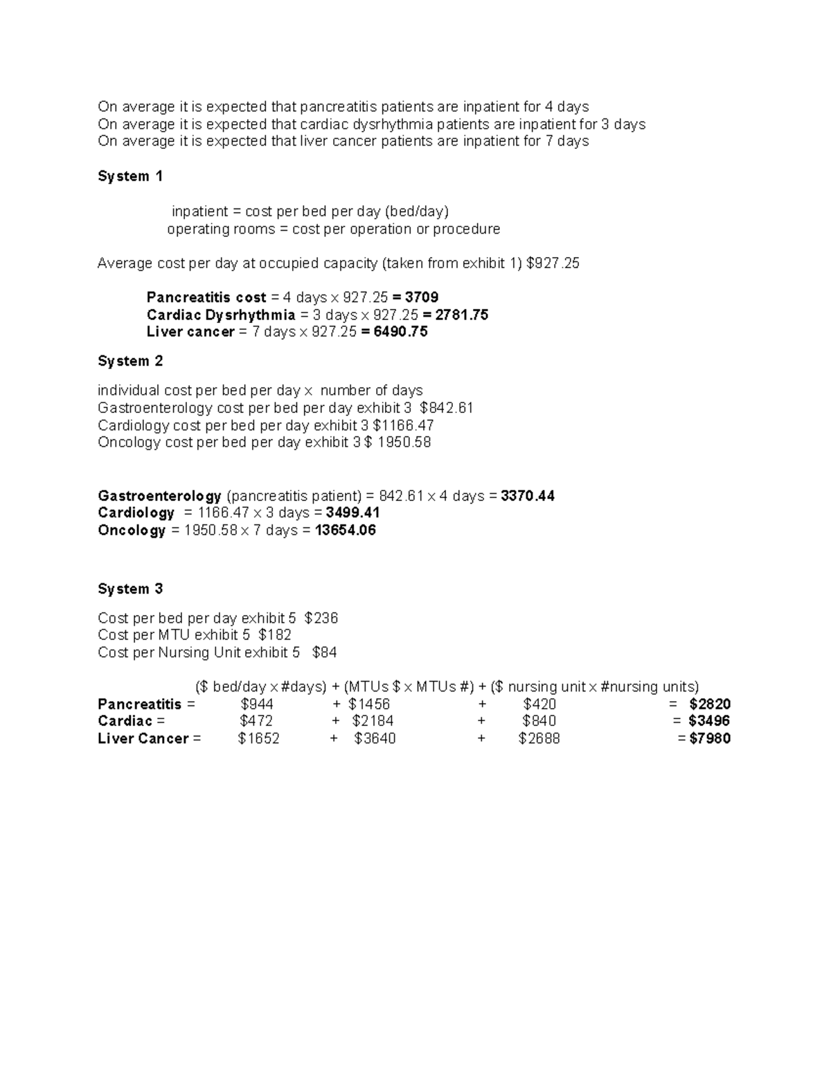 Carroll University Hospital Case Study First Attempt at math section ...