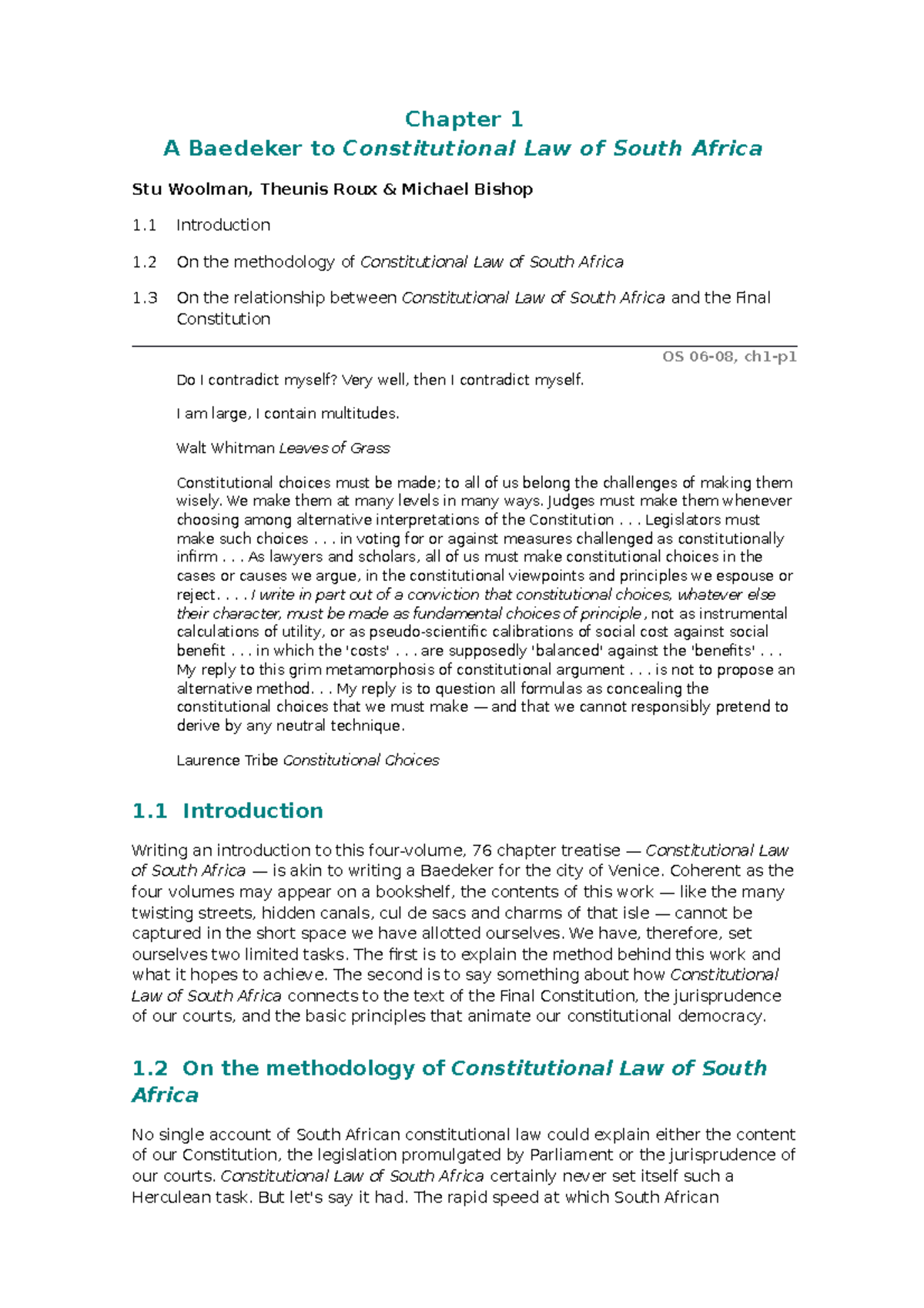 Chap01 - summary note - Chapter 1 A Baedeker to Constitutional Law of ...